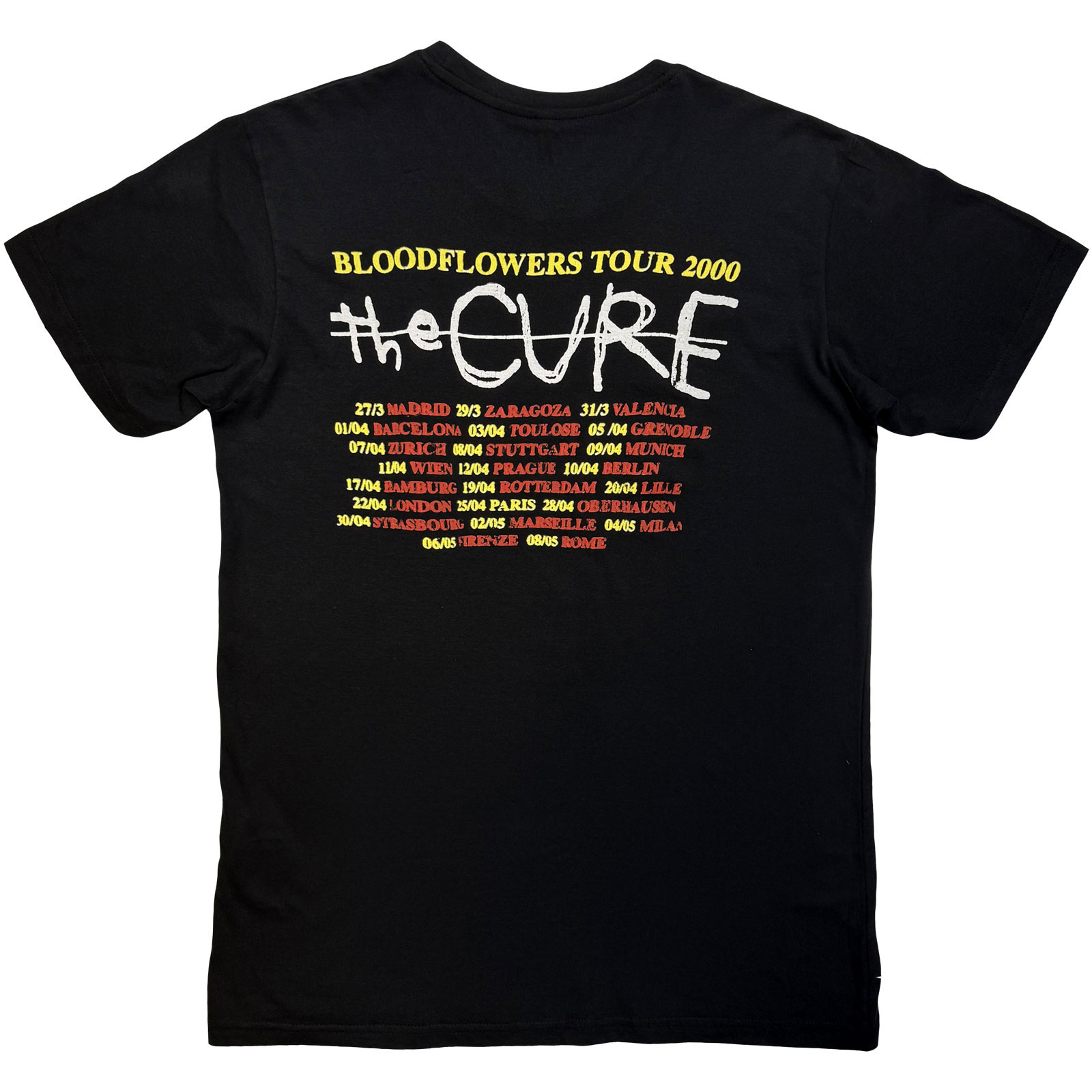 The Cure Unisex Carbon T-Shirt: Bloodflowers Tour '00 (Black) (Back ...