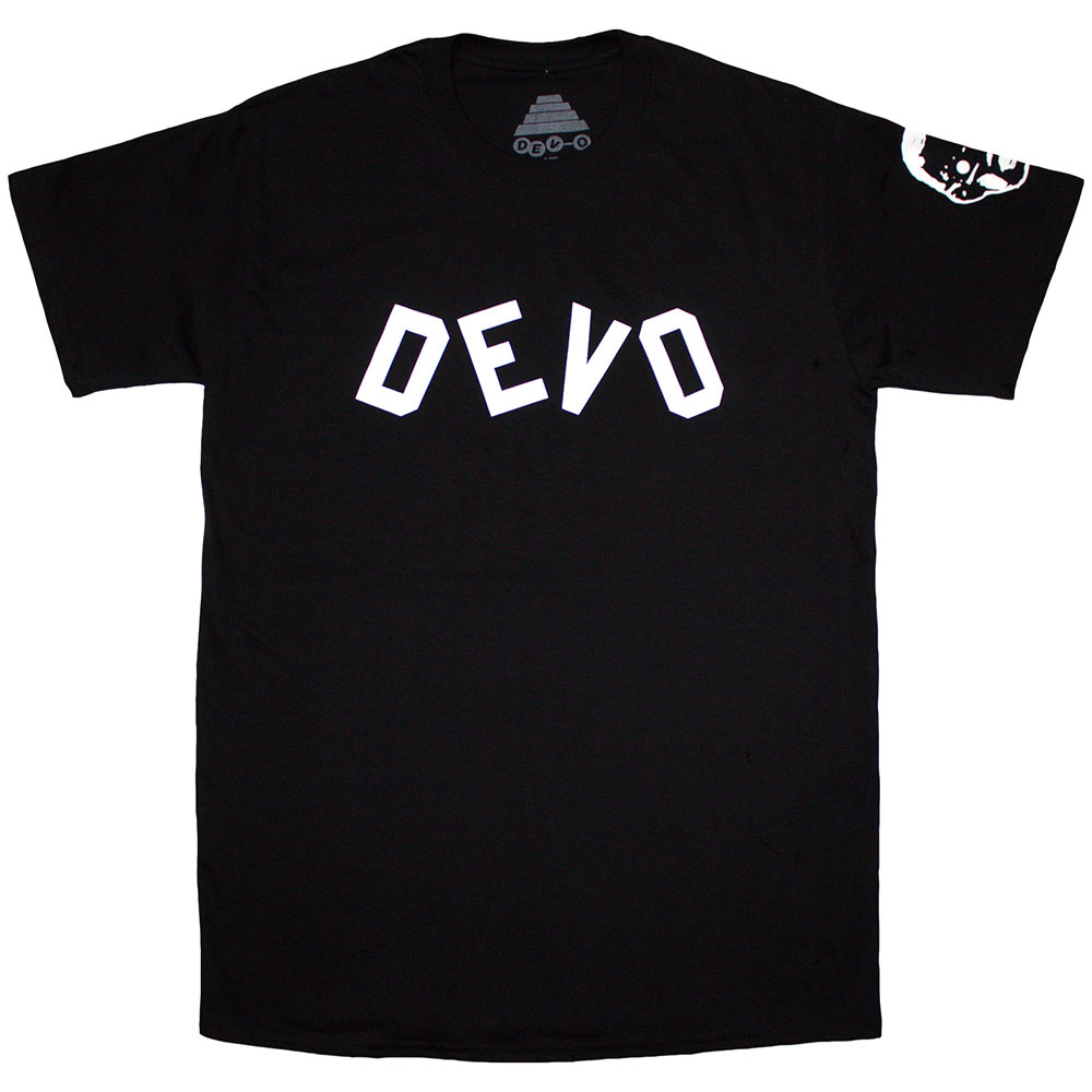 Devo Unisex T-Shirt: Booji Boy (Black) (Sleeve Print) by Devo