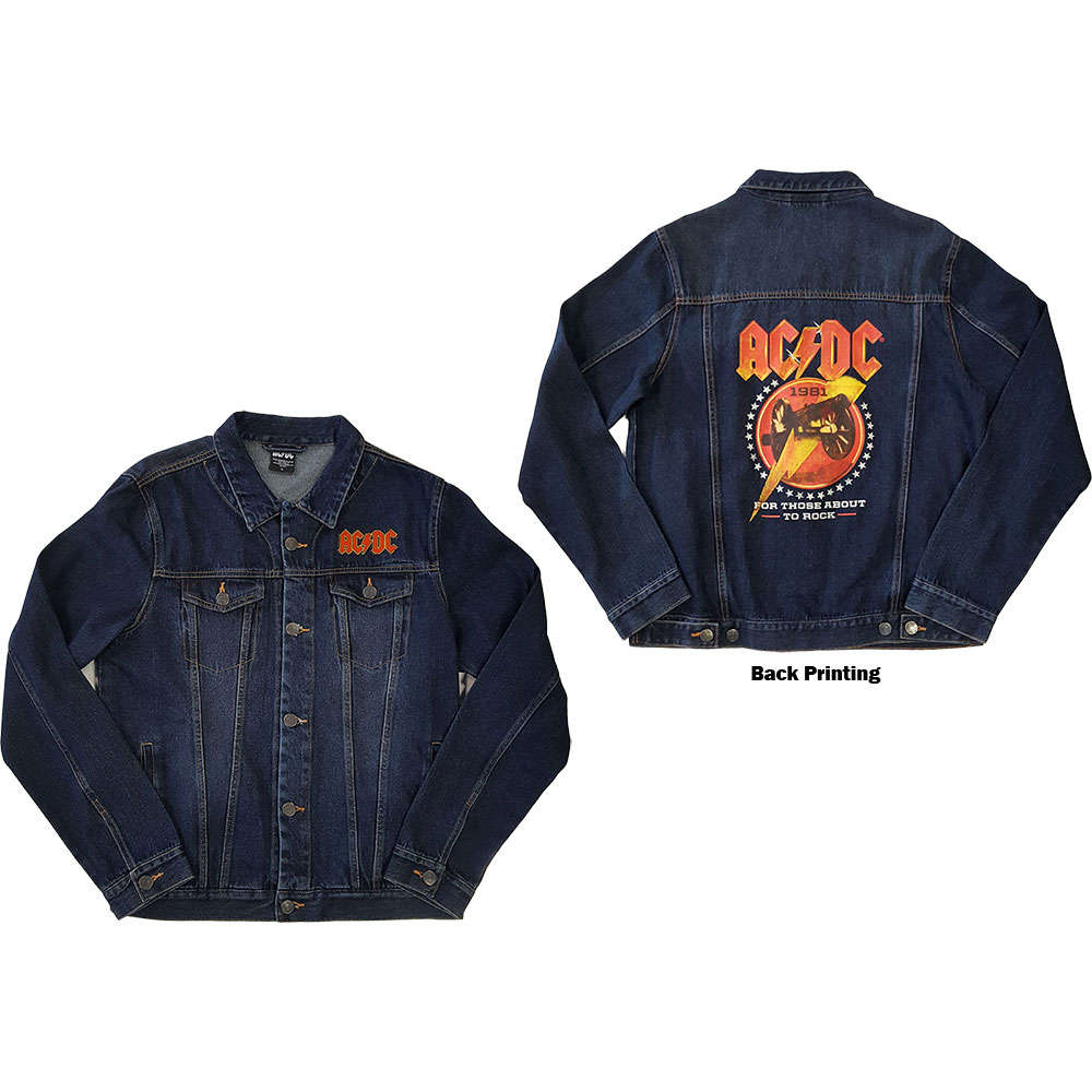 AC/DC Unisex Denim Jacket: About To Rock (Back Print) by AC/DC