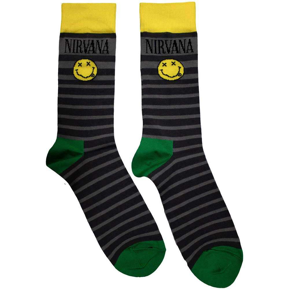 Nirvana Unisex Ankle Socks: Happy Face & Logo Stripes (UK Size 6 - 11) by Nirvana (NIRVSCK13MG)