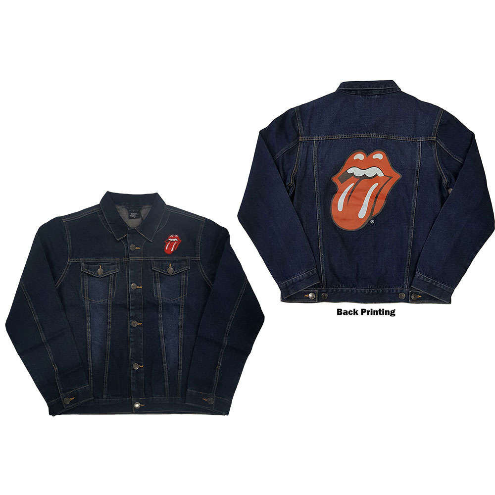 The Rolling Stones Unisex Denim Jacket: Classic Tongue (Back Print) by ...