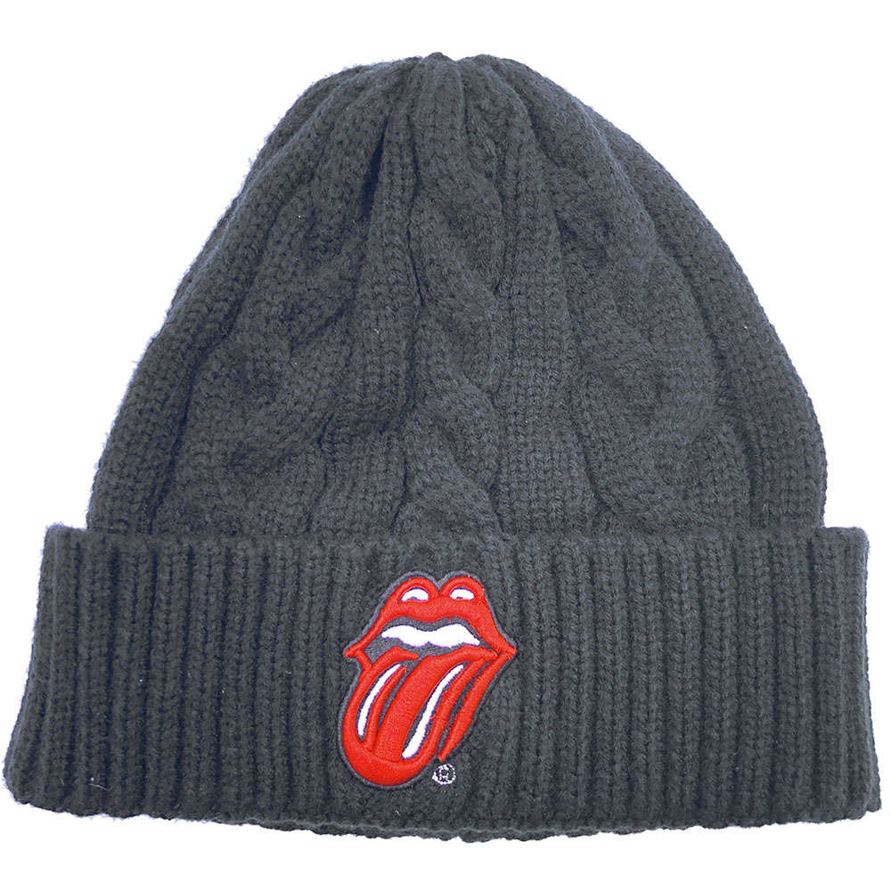 The Rolling Stones Unisex Beanie Hat: Classic Tongue (Cable Knit) by ...